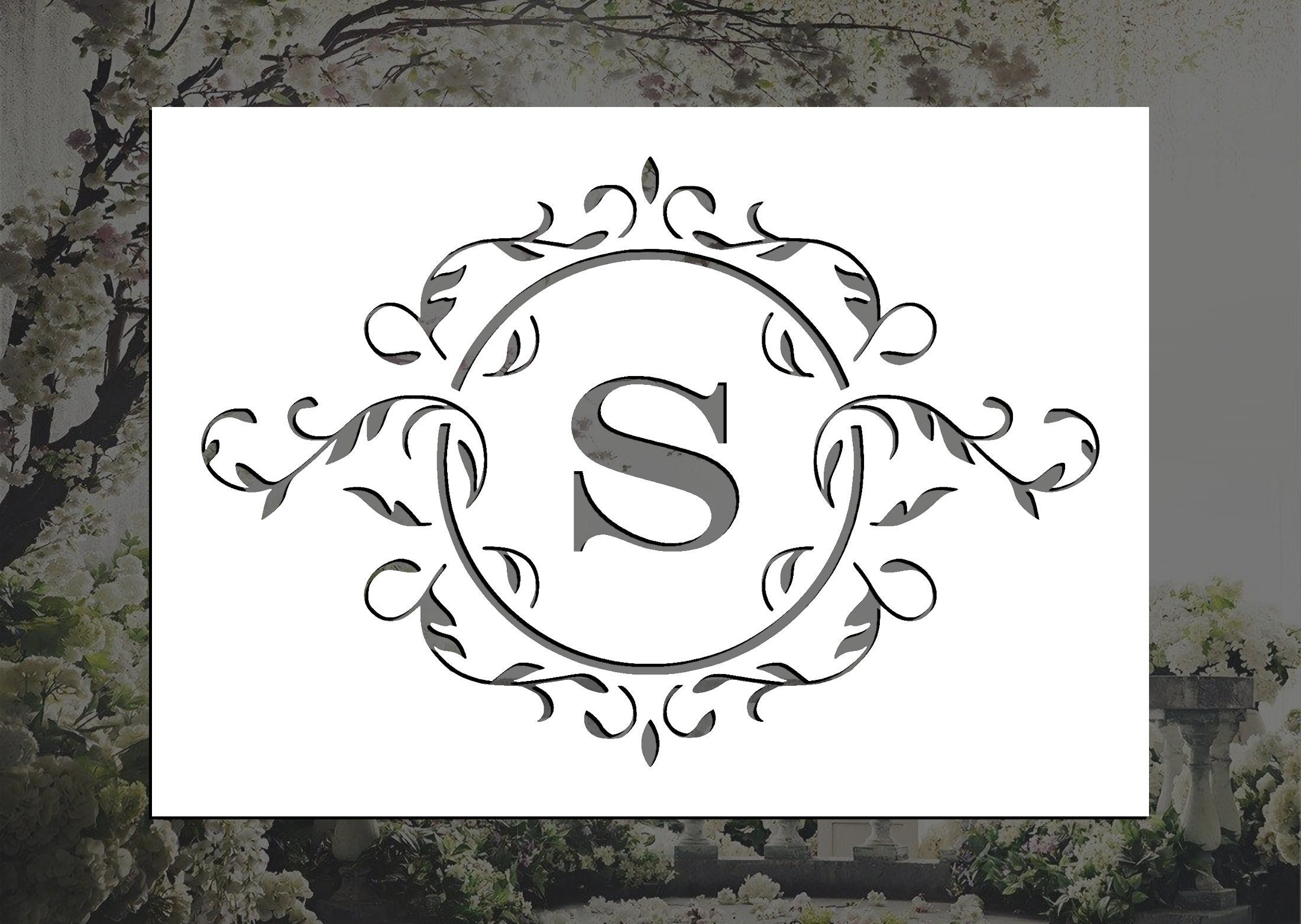 Leaf Monogram Customizable Reusable Stencil many Sizes - Etsy