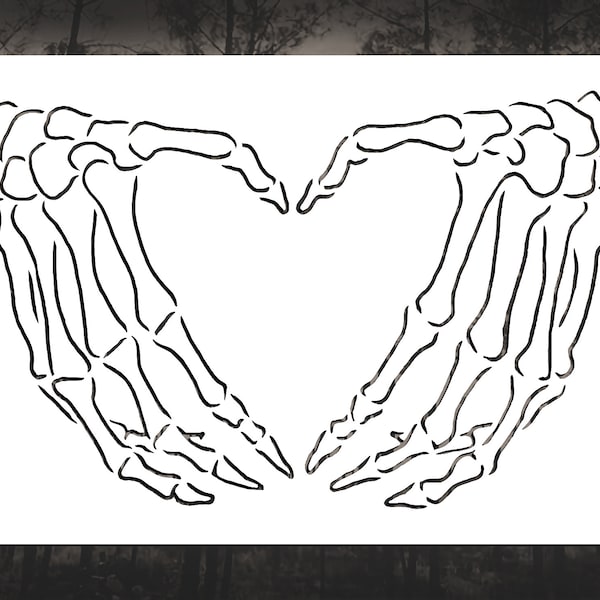 Skeleton Hand Heart Stencil - Etsy