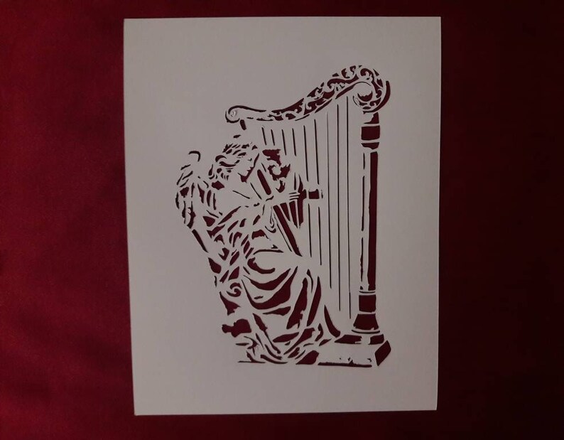 Angel with Harp Reusable Stencil Many Sizes | Etsy