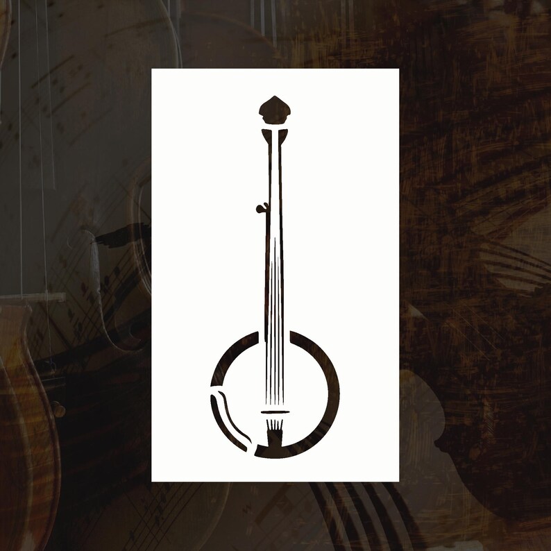 Five-string Banjo Reusable Stencil (many Sizes) - Etsy