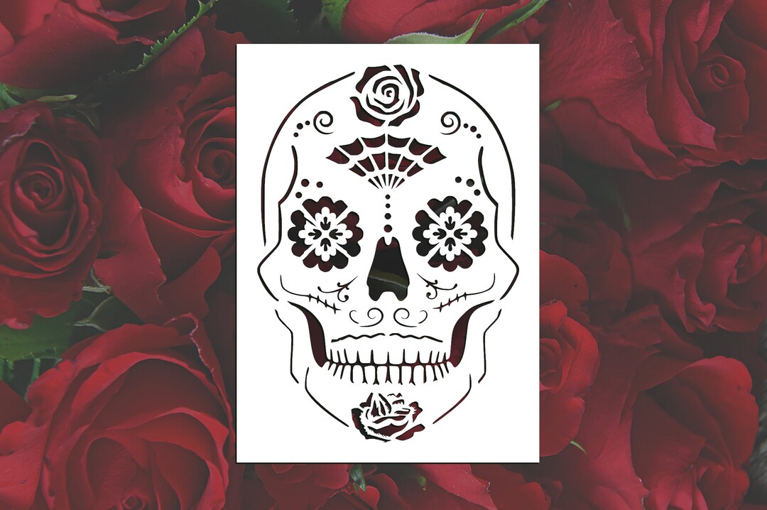 Day of the Dead Sugar Skull Reusable Stencil (many Sizes) - Etsy