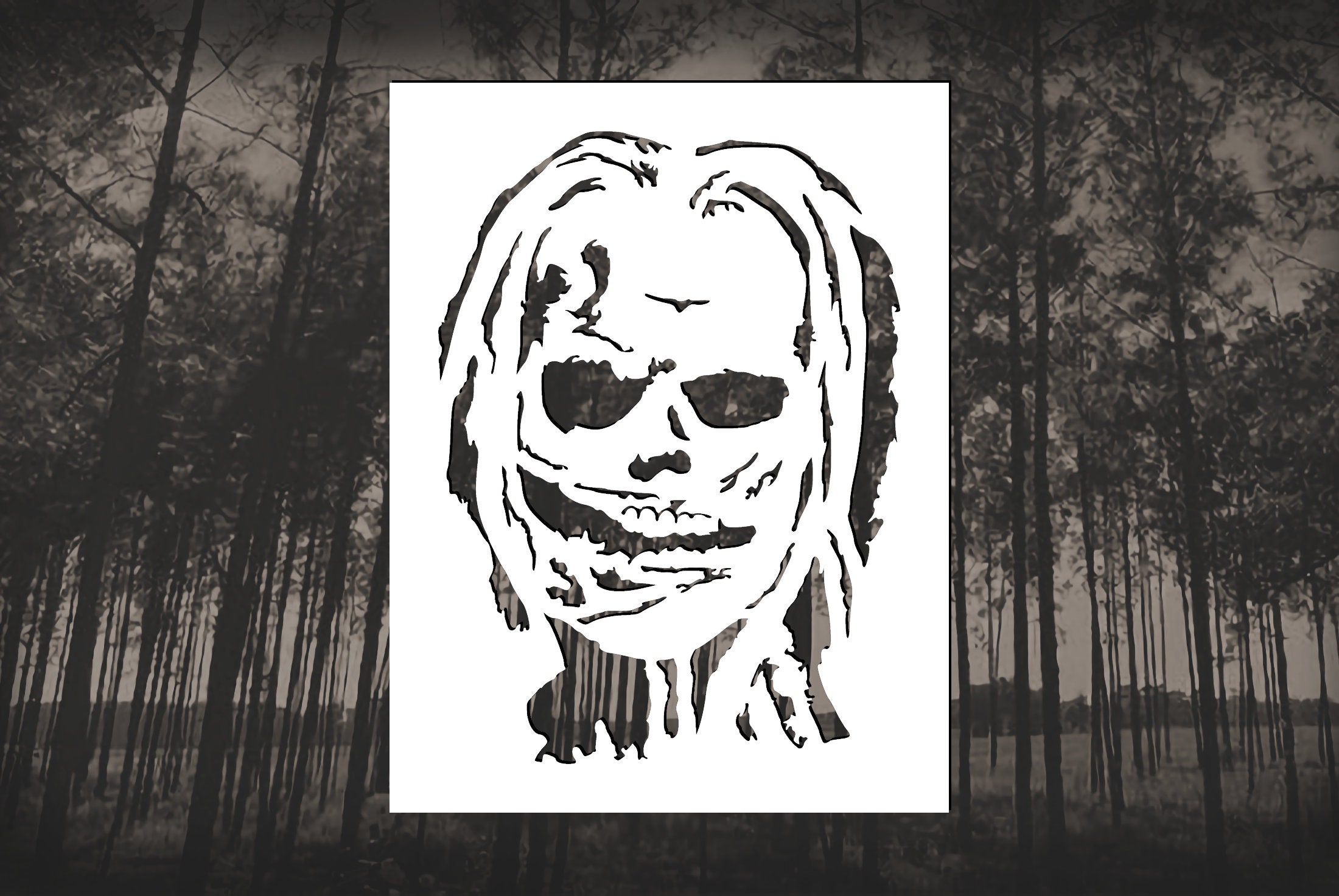 Zombie Face Stencil