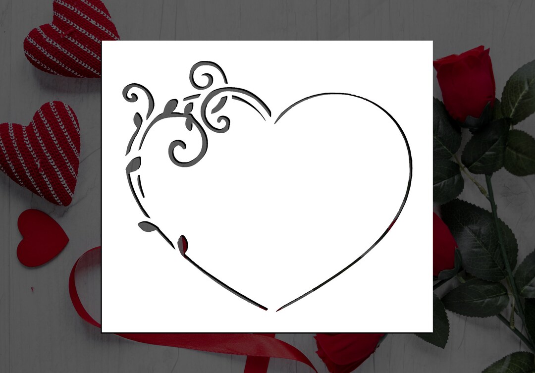 Heart Swirl Reusable Stencil (many Sizes) - Etsy