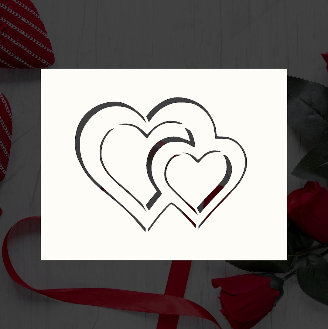 Two Hearts Reusable Stencil (many Sizes) - Etsy