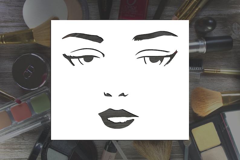 Downcast Feminine Face Reusable Stencil (many Sizes) - Etsy