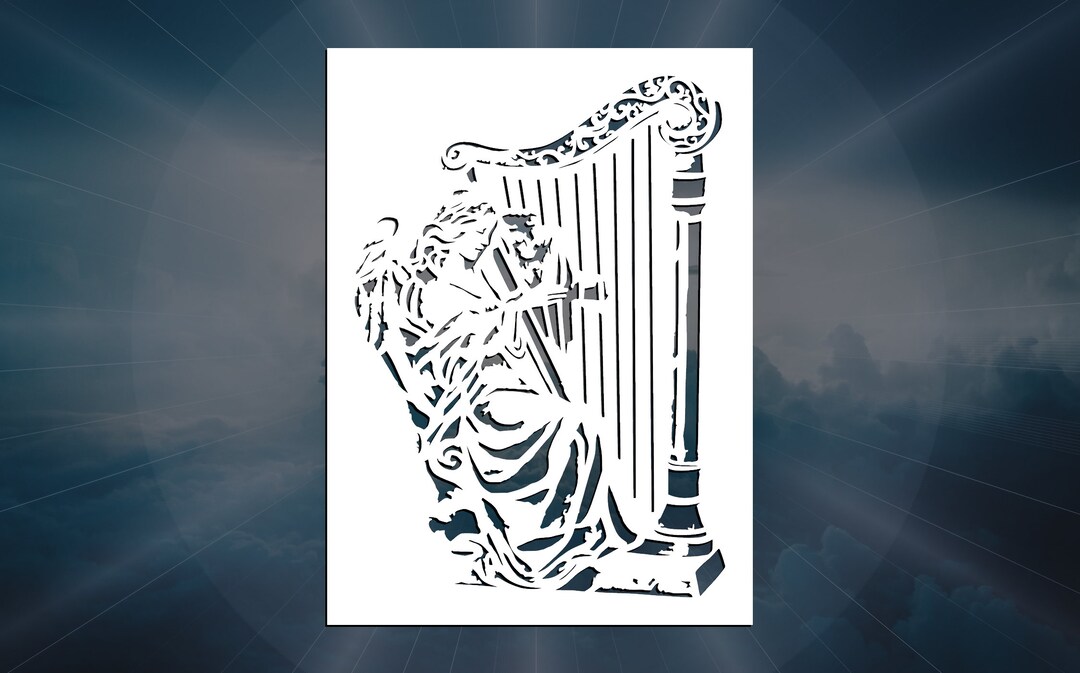 Angel With Harp Reusable Stencil (many Sizes) - Etsy