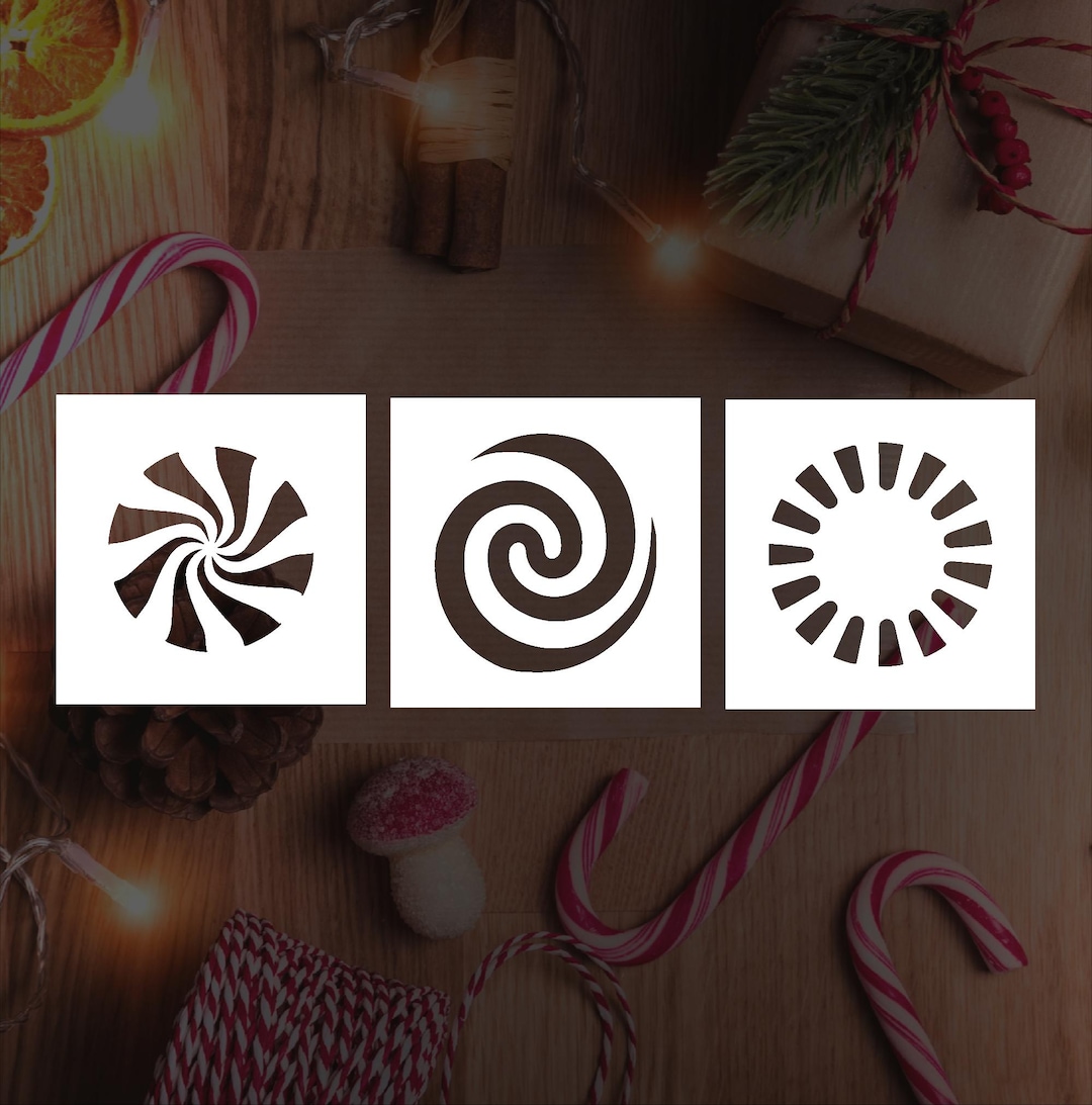 Set of 3 Peppermint Candy Inspired Reusable Stencil (many Sizes) - Etsy