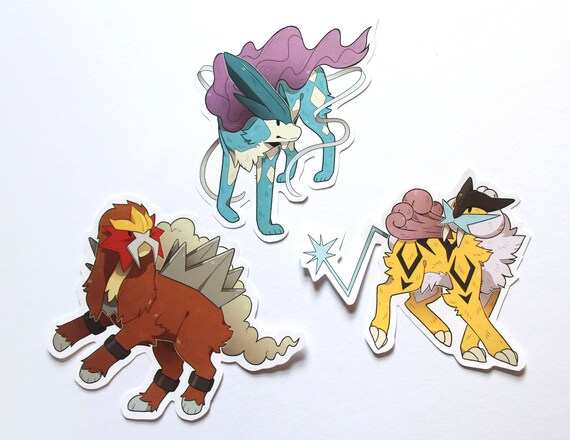 Pokémon Inspired Suicuine Raikou Entei Stickers Laptop Sticker | Etsy