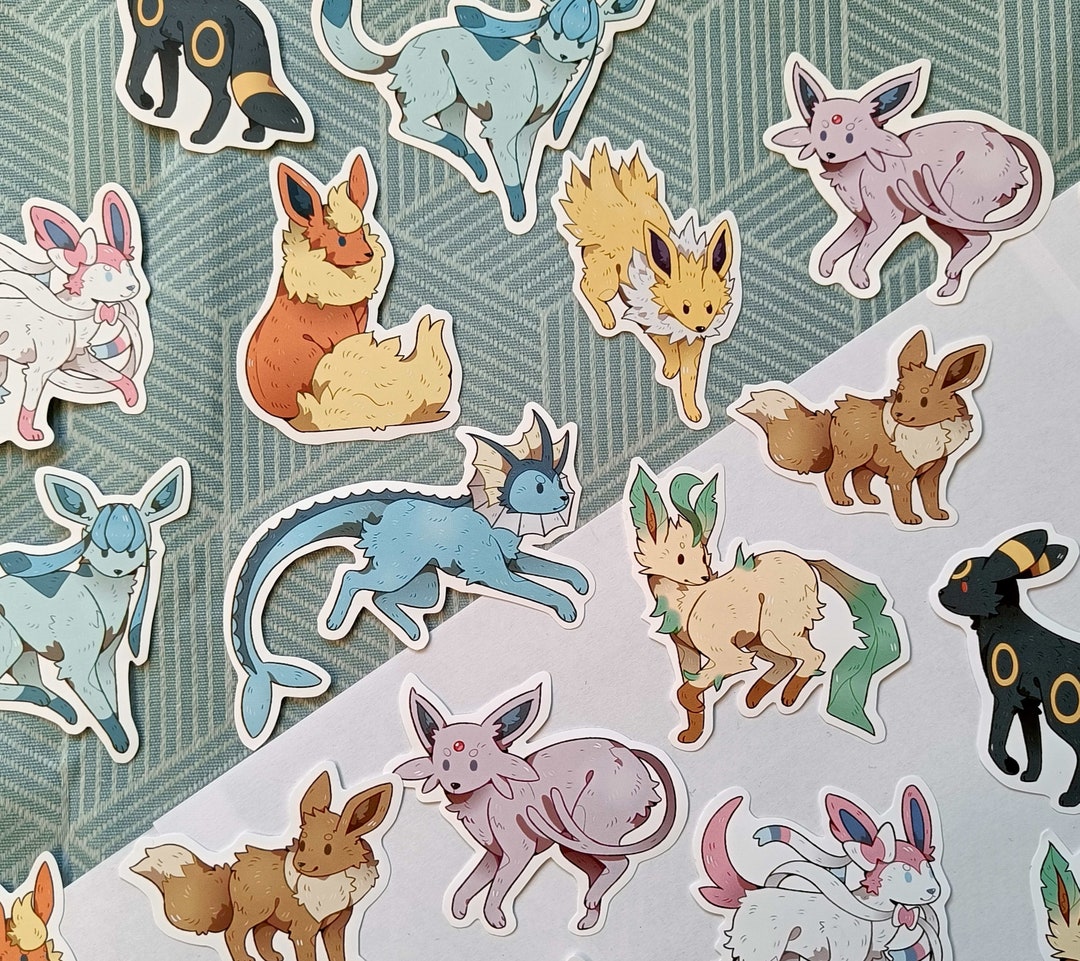 Eeveelution Vinyl Stickers Eevee Flareon Vaporeon Jolteon Glaceon ...