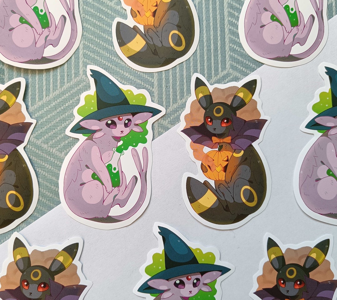 Pokémon Inspired Vinyl Stickers Espeon Umbreon Halloween Pumpkin Witch ...