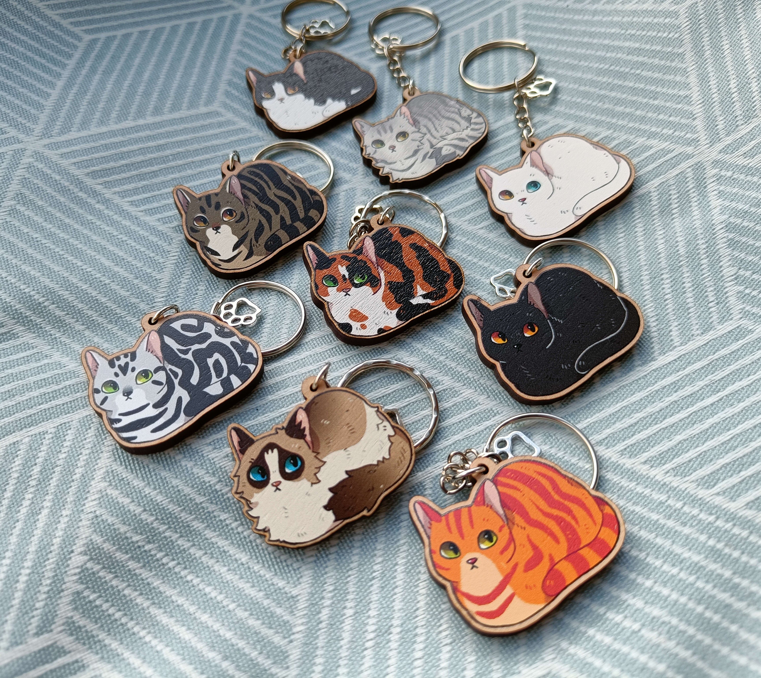 Cute Wooden Cat Keychain Ragdoll Tabby Calico Shorthair - Etsy