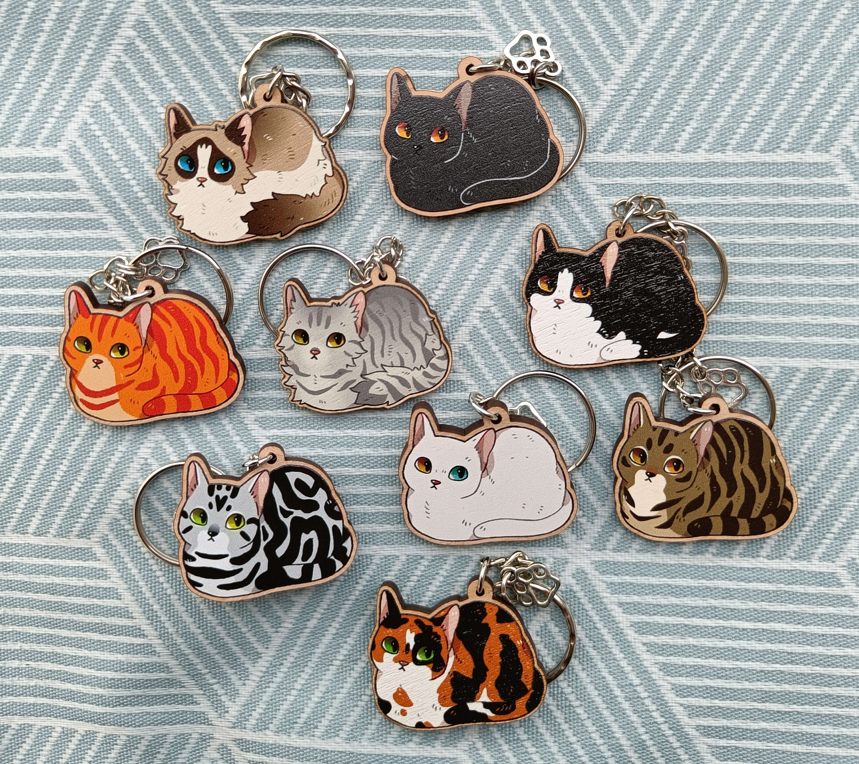 Cute Wooden Cat Keychain Ragdoll Tabby Calico Shorthair - Etsy