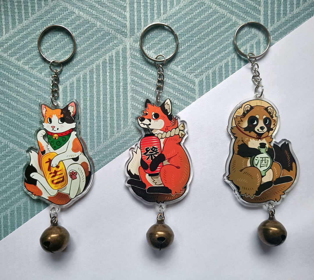 Japanese Inspired Tanuki Maneki Neko Lucky Cat Fox Kitsune Acrylic ...