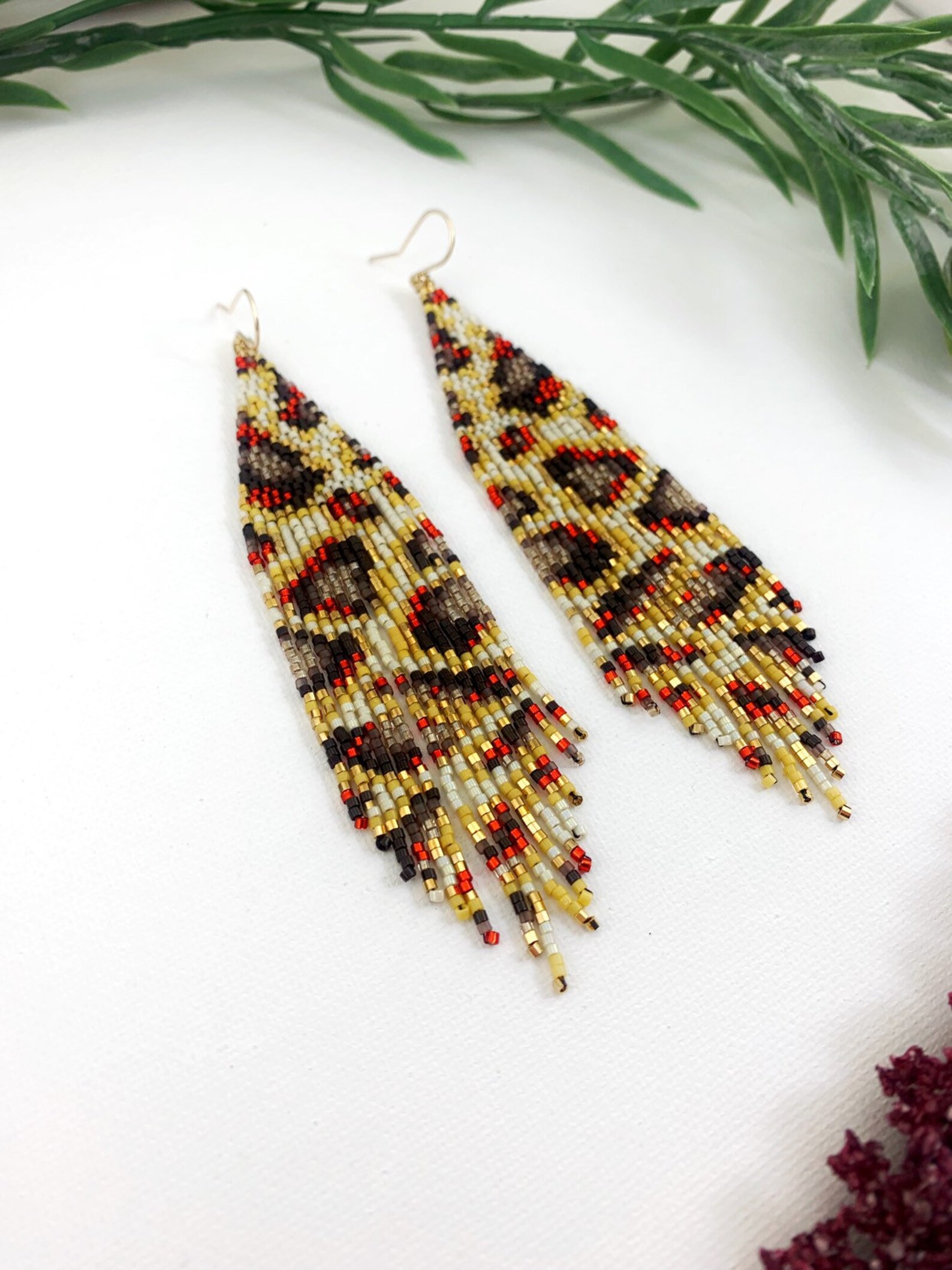 Animal Print Abstract Beaded Earrings Boho Seed Bead - Etsy