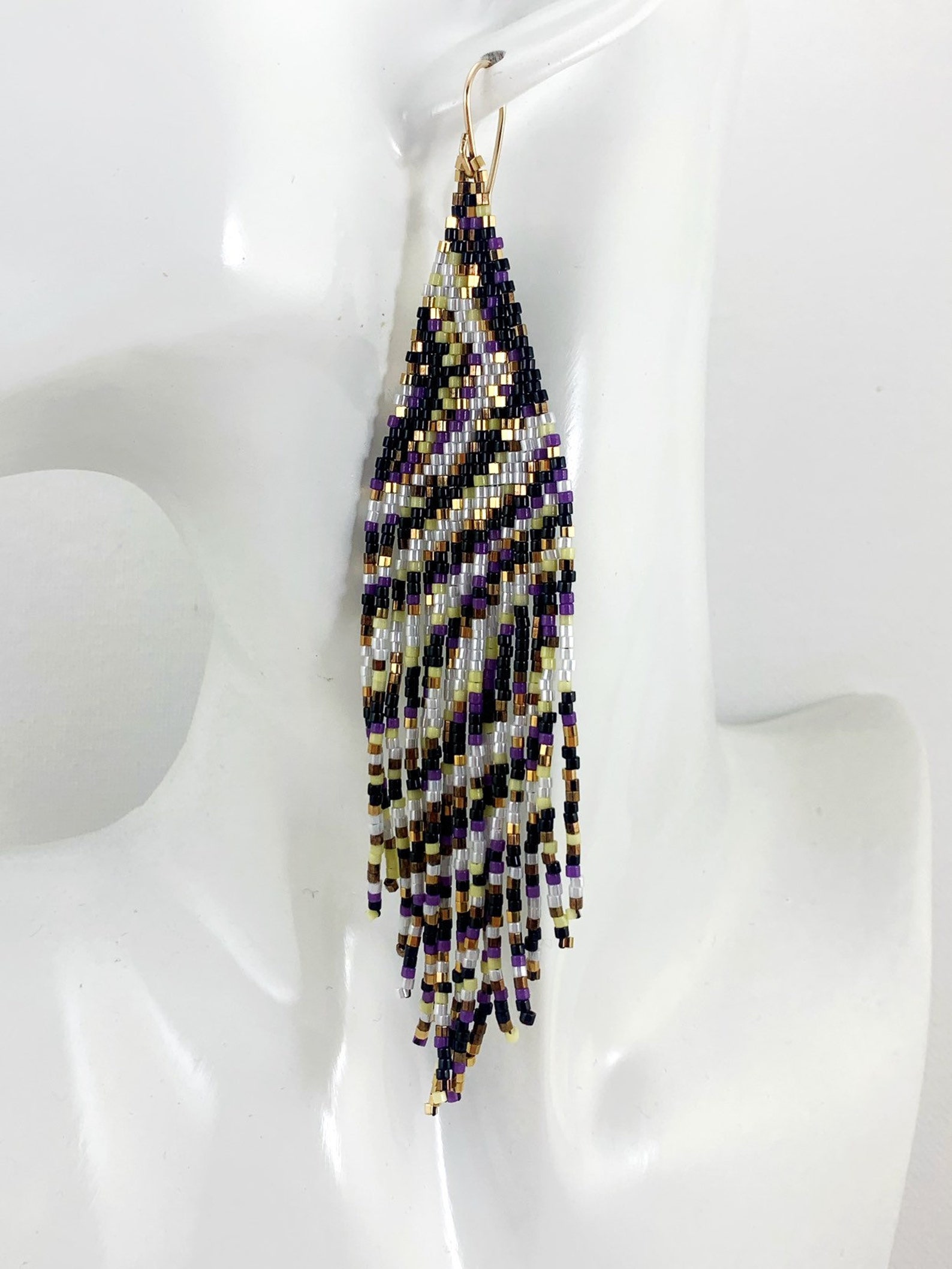 Animal Print Abstract Seed Bead Earrings Long Beaded Zebra - Etsy