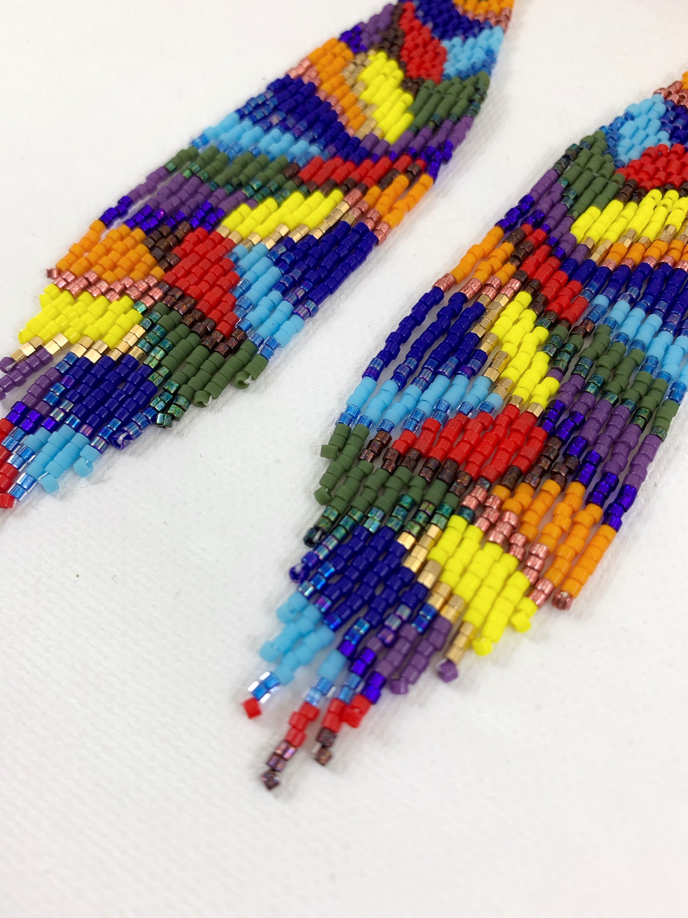 Abstract Colorful Beaded Earrings Boho Seed Bead Earrings | Etsy