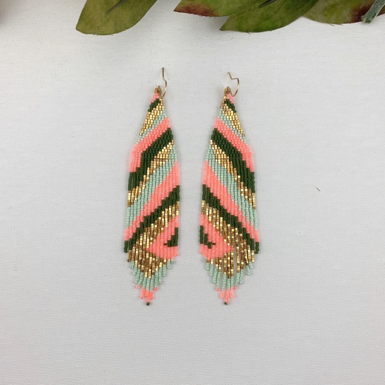 Boho Seed Bead Earrings Neon Beaded Earrings Fringe Abstract | Etsy