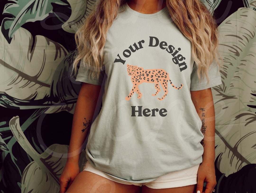 Bella Canvas 3001 Heather Dusty Blue Shirt Mockup Model - Etsy
