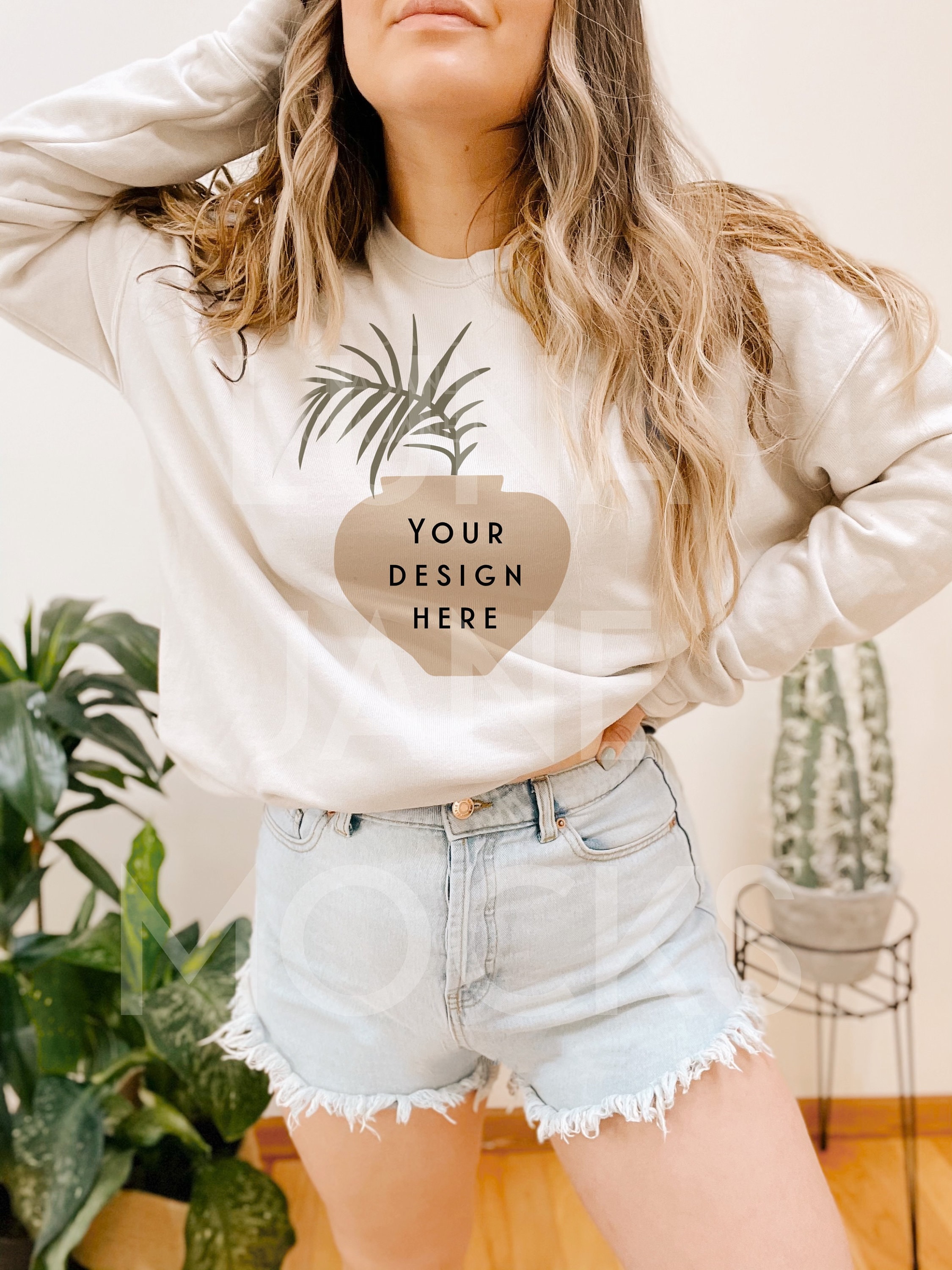 Bella Canvas 3945 Sweatshirt Mockup Heather Dust Model | Etsy