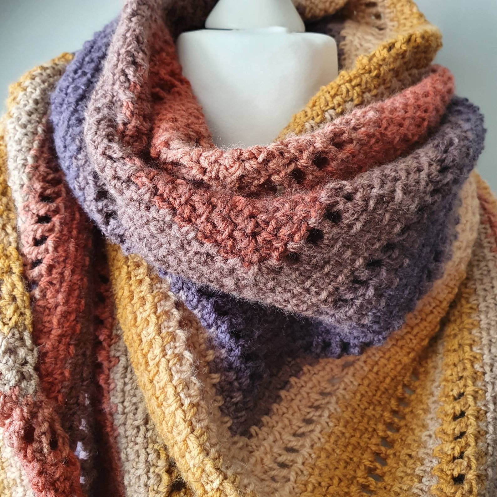 Chunky Warm Crochet Shawl in Lion Brand Mandala 'Centaurs | Etsy