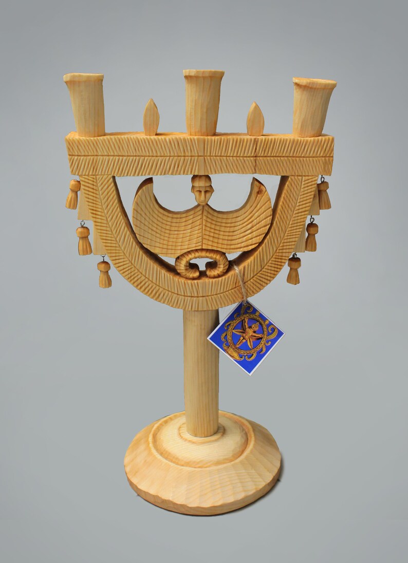 Traditional Carved Authentic Hutsul Candlestick Trinity Halloween Decor Vintage Halloween Decor ...