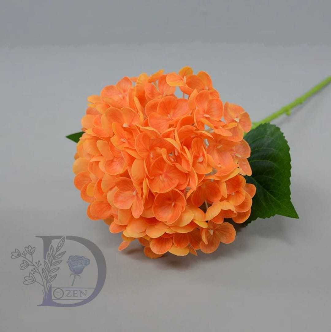 Orange Real Touch Hydrangea, 20" Artificial Flower, DIY Wedding Decor ...