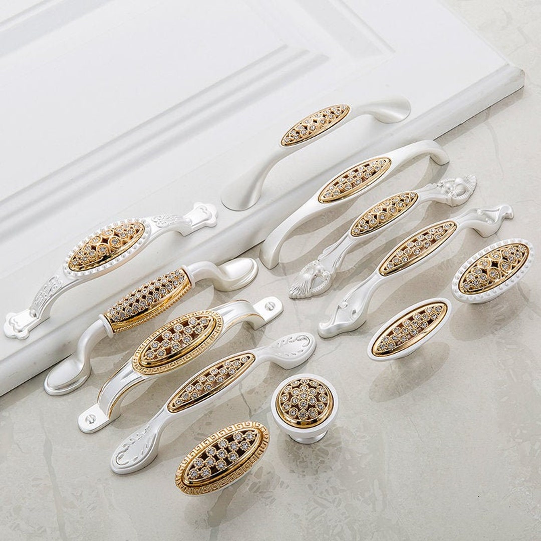 Silver Gold Diamond Knob Kitchen Cabinet Pulls Drawer Knobs Handles ...