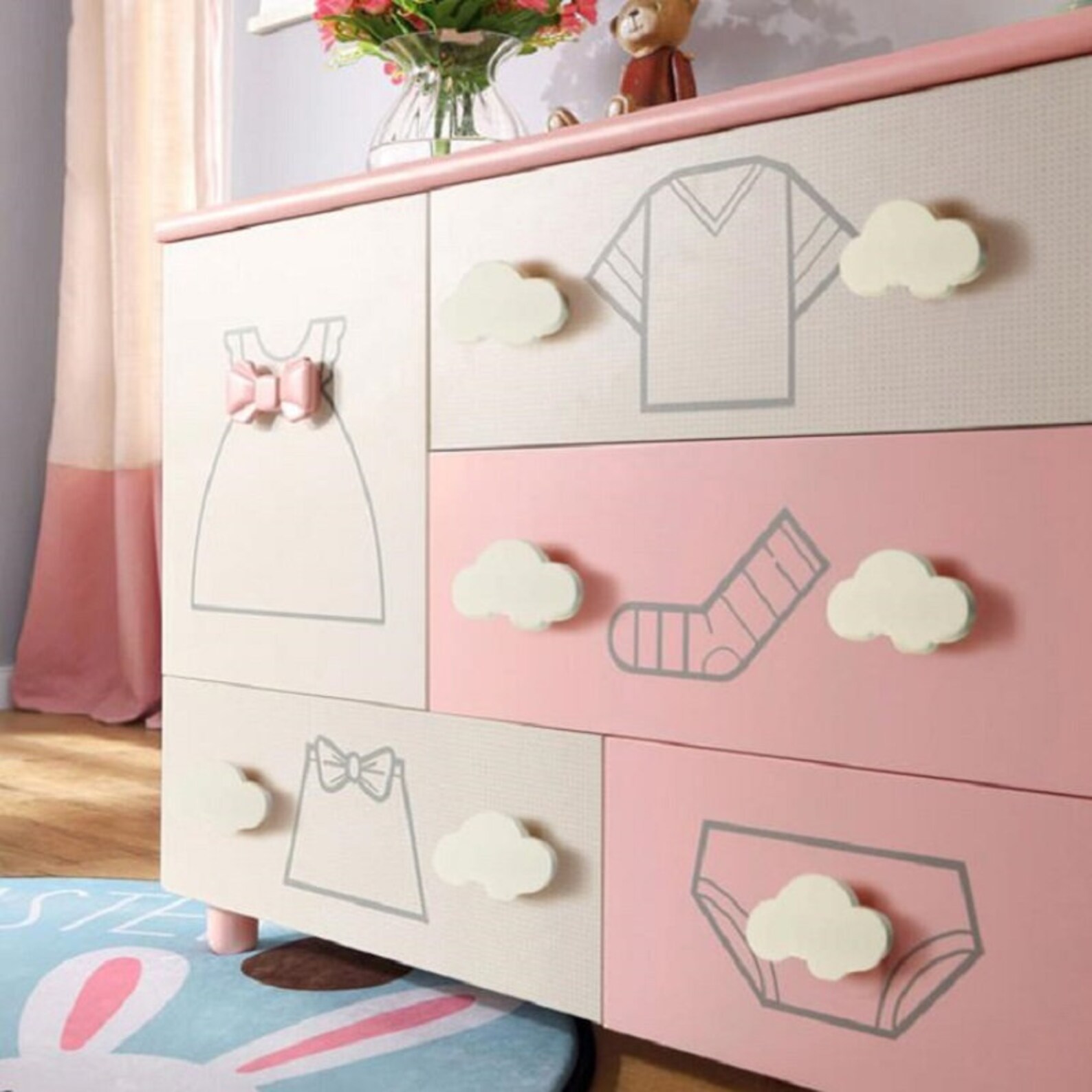 Colorful Dresser Kids Drawer Knobs Handles Blue Star Moon - Etsy