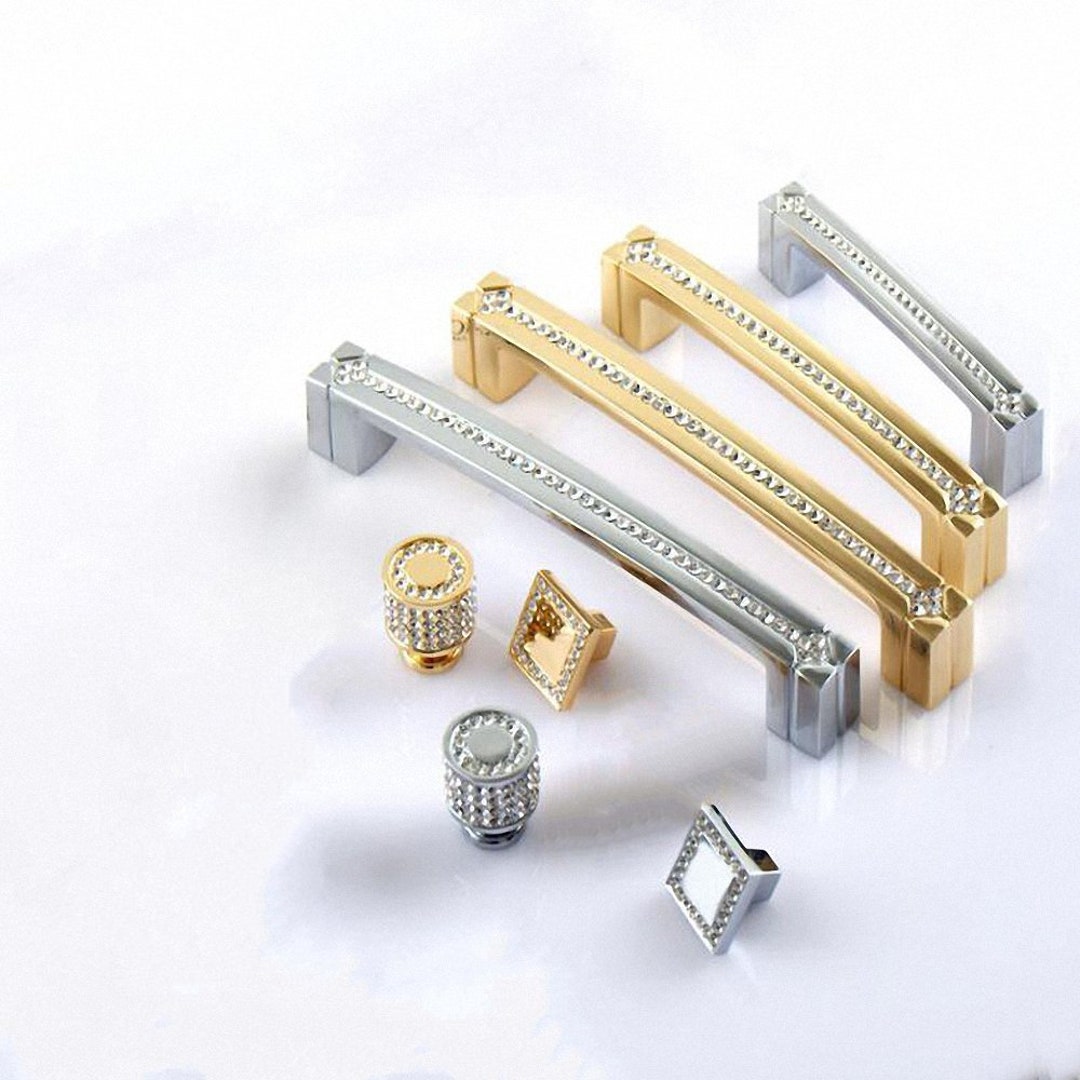 Gold/silver Knobs Handles Kitchen Cabinet Pull Handles With Diamonds ...