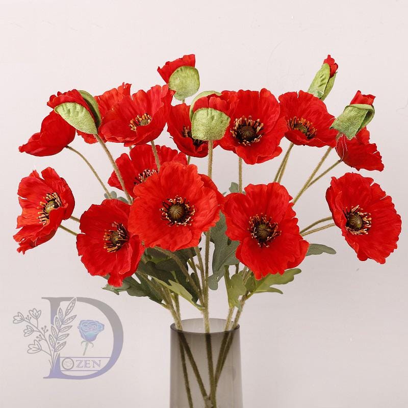 4 Heads Poppy Flowers - Etsy
