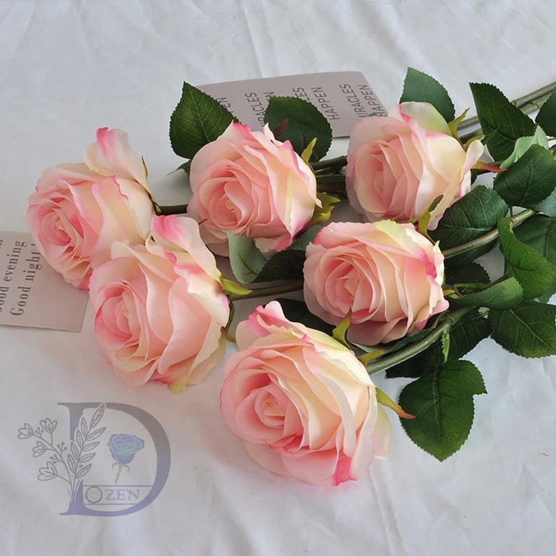 22" Artificial White Pink Roses ,5 Colors Realistic Flower, Gifts ...