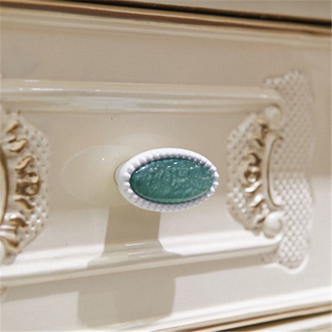 White+emerald Jade Knobs Pulls Kitchen Cabinet Pulls Drawer Handles ...