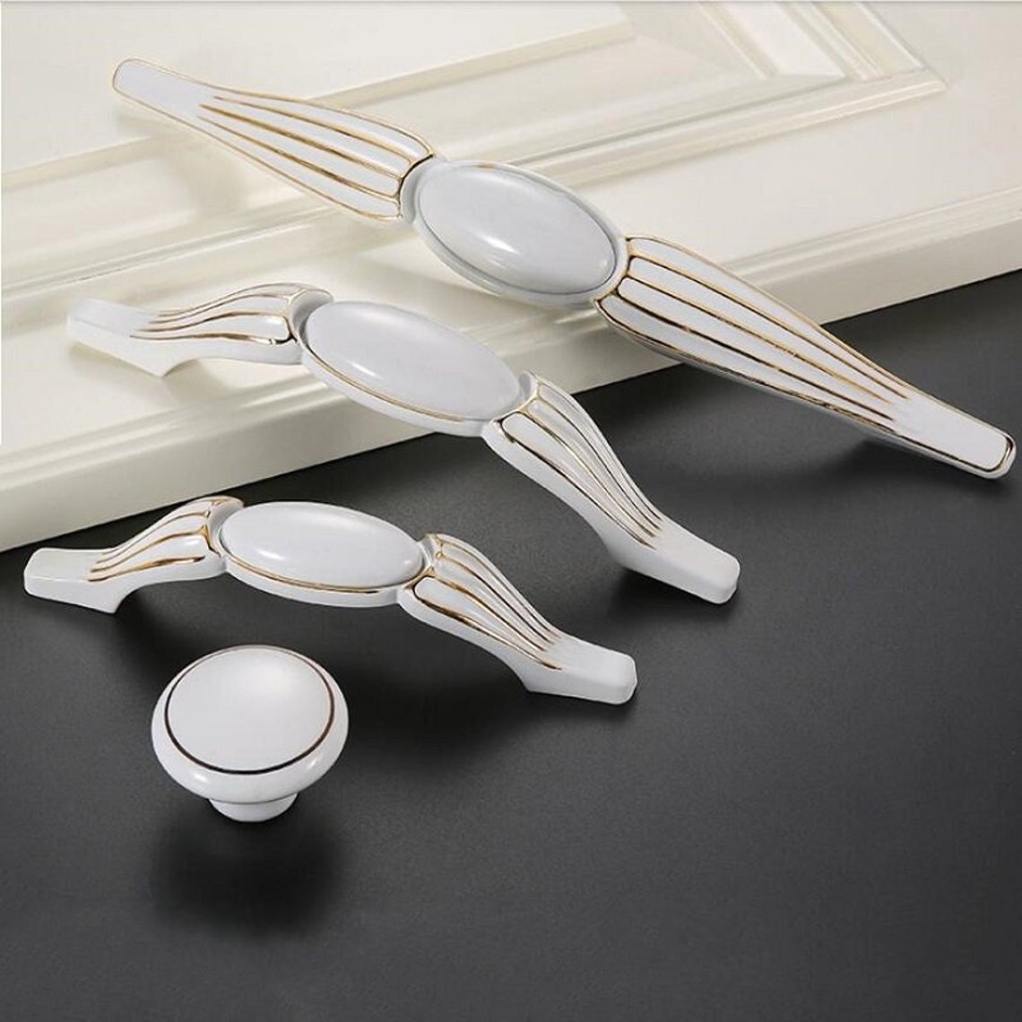 White Kitchen Cabinet Knobs Handle Pulls Dresser Drawer Pulls - Etsy