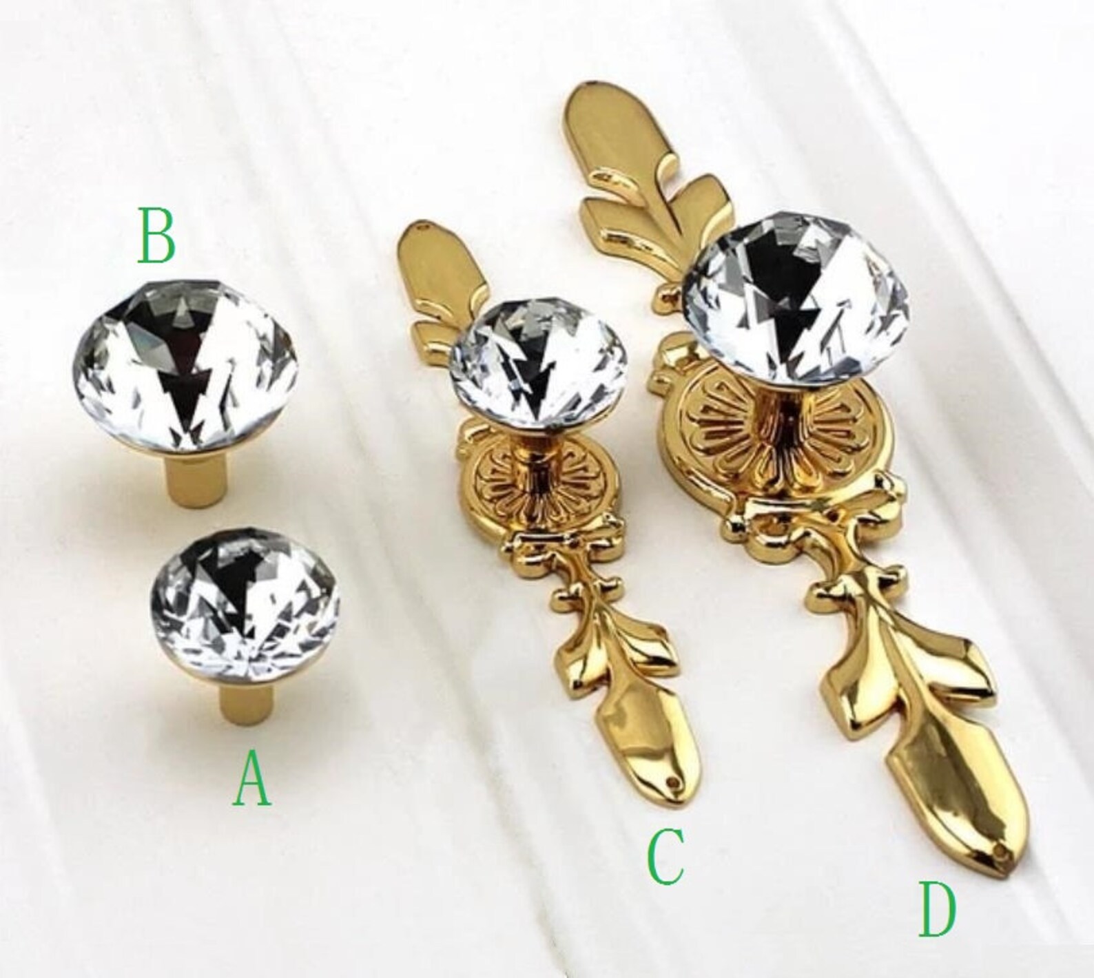 Glass Dresser Knob Pull Crystal Drawer Knobs Pulls Handle Gold | Etsy