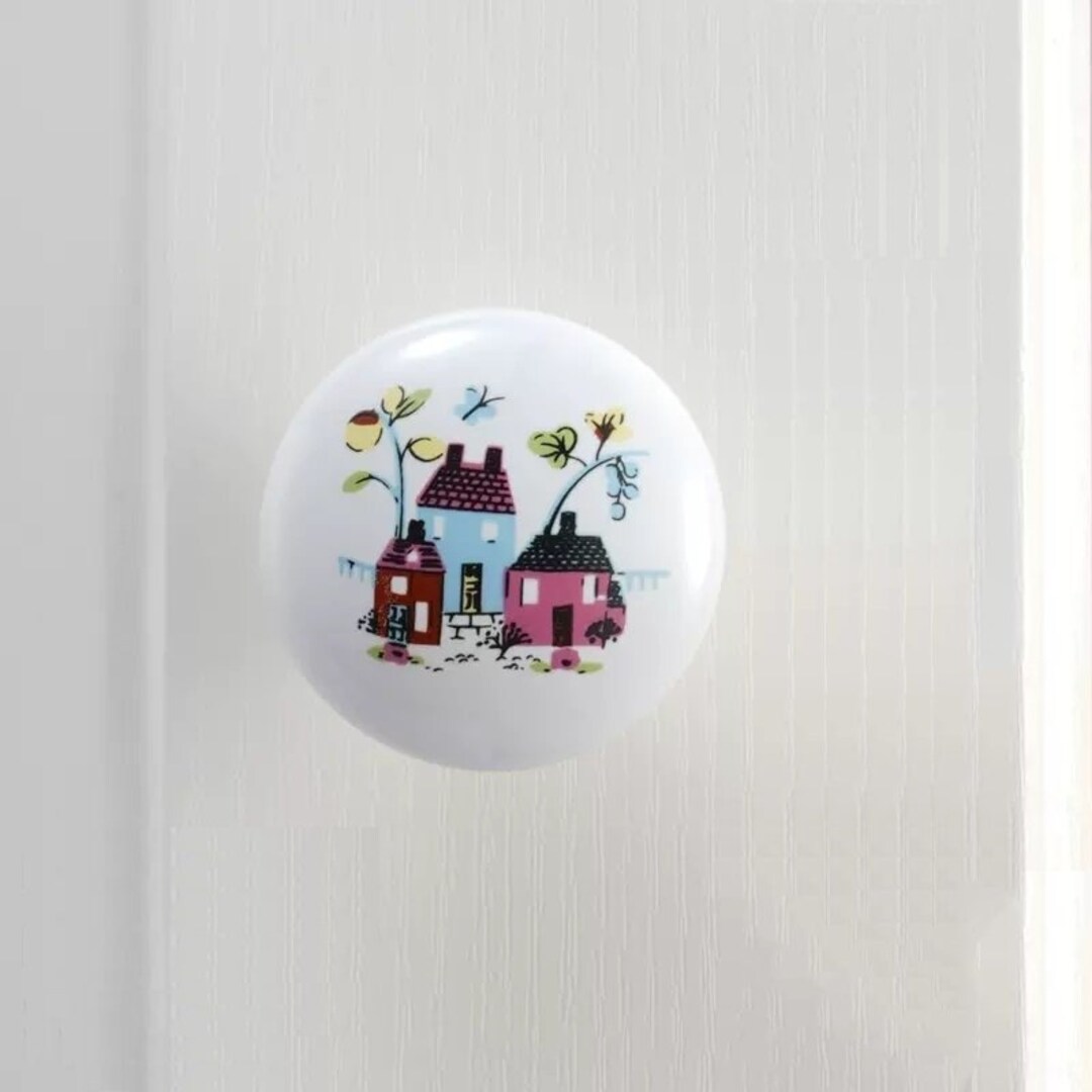 Cartoon House Knob Pull Beige Porcelain Knobs Handles Dresser Drawer ...