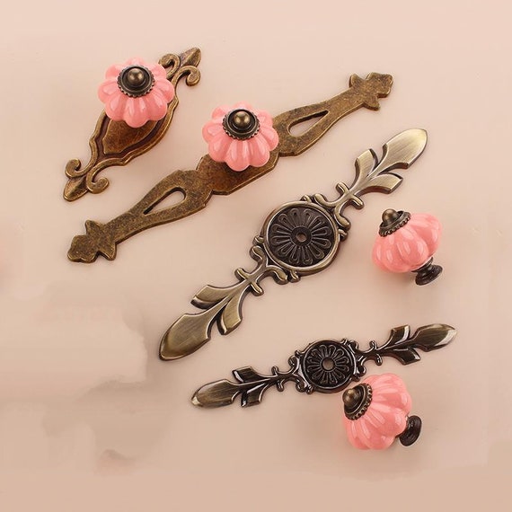 American Pink Ceramic Cabinet Handle European Style Single - Etsy New ...