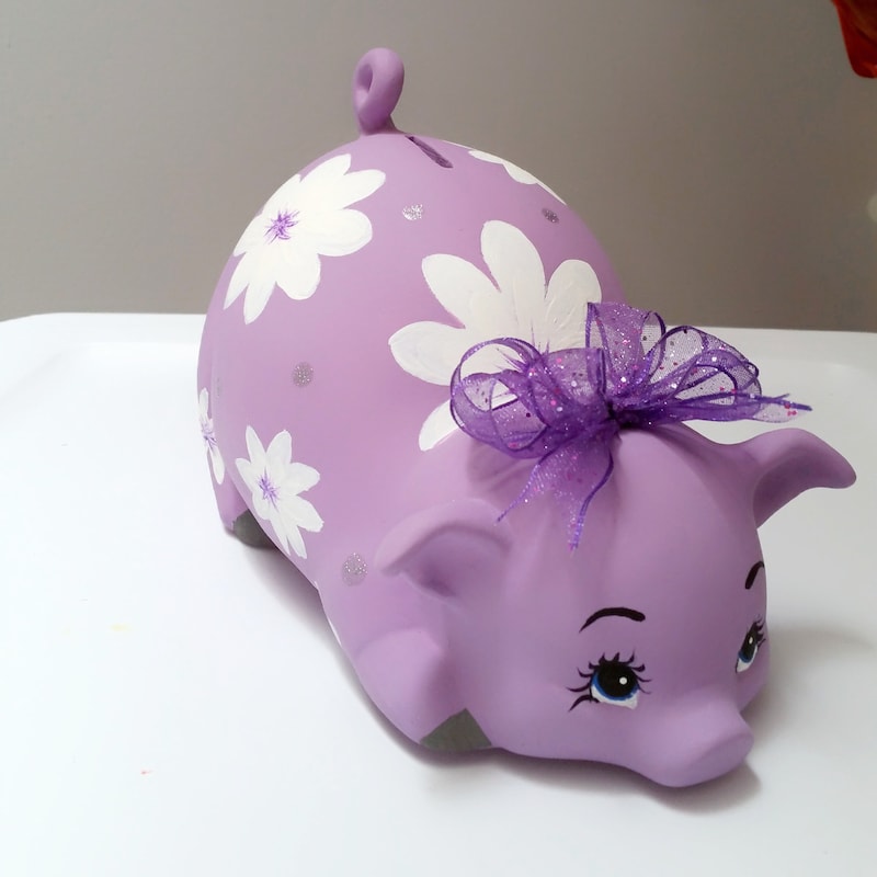 Purple Piggy Bank - Etsy