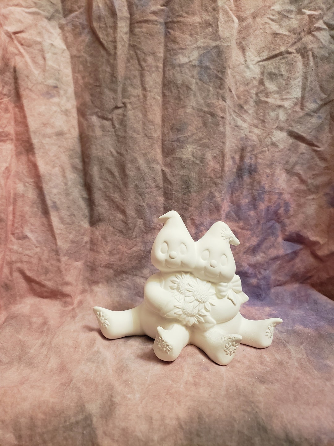 Halloween Ceramic Bisque/cuddle Ghosts With Sunflowers-ready to Paint ...