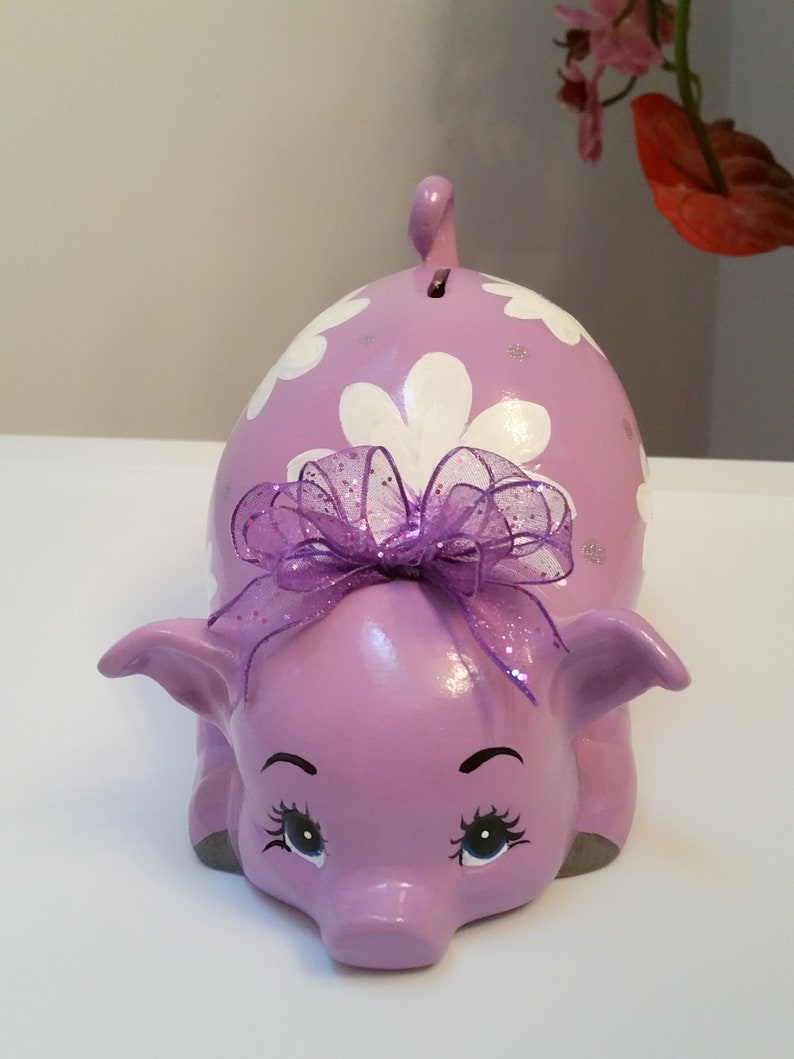 Large Purple Piggy Bank With Personalization/piggy Bank/girls - Etsy
