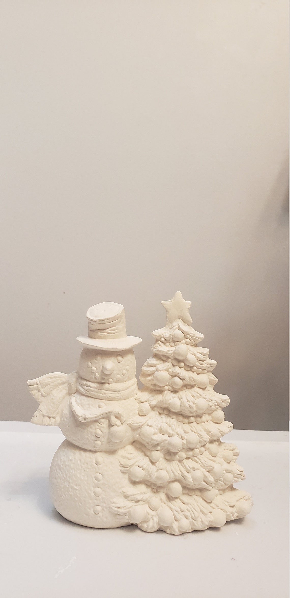 Snowman and Christmas Tree Bisque/christmas Decor Bisque - Etsy