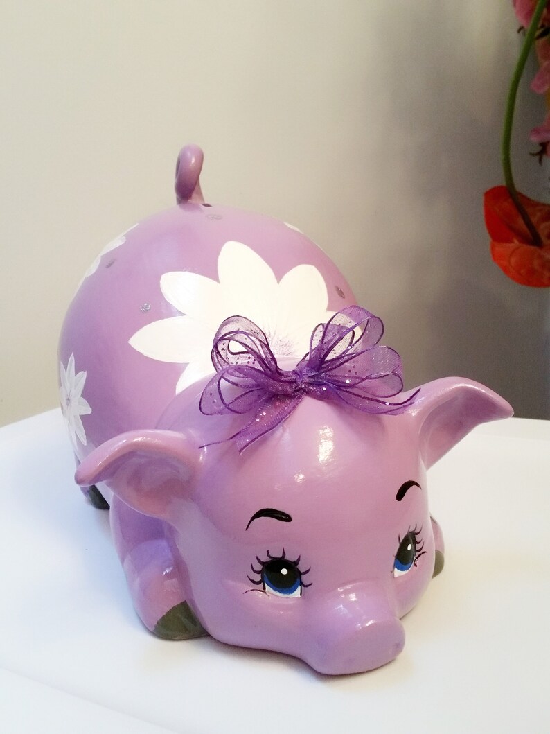 Large Purple Piggy Bank With Personalization/piggy Bank/girls - Etsy