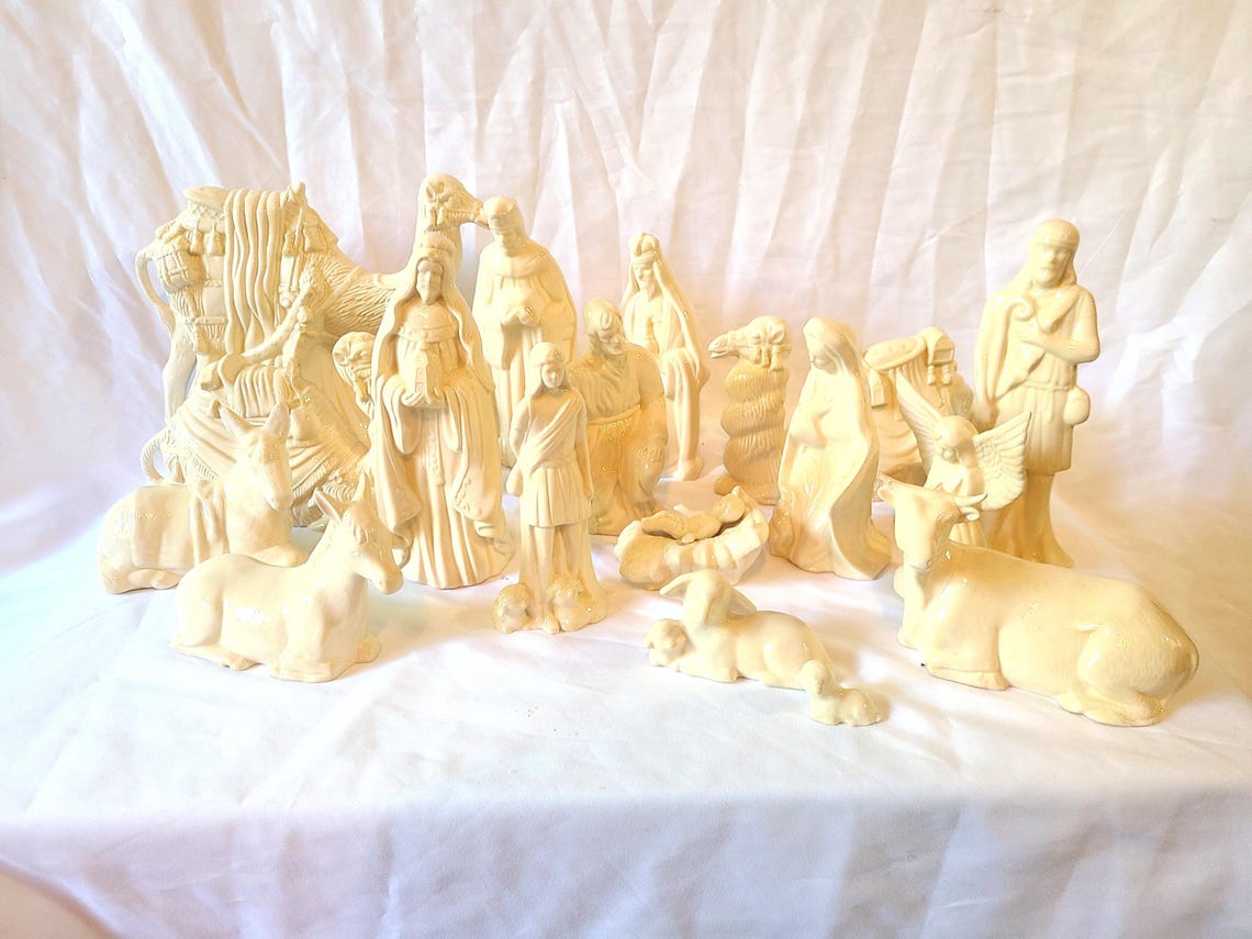 Large, Glazed Ivory Nativity Set - Etsy