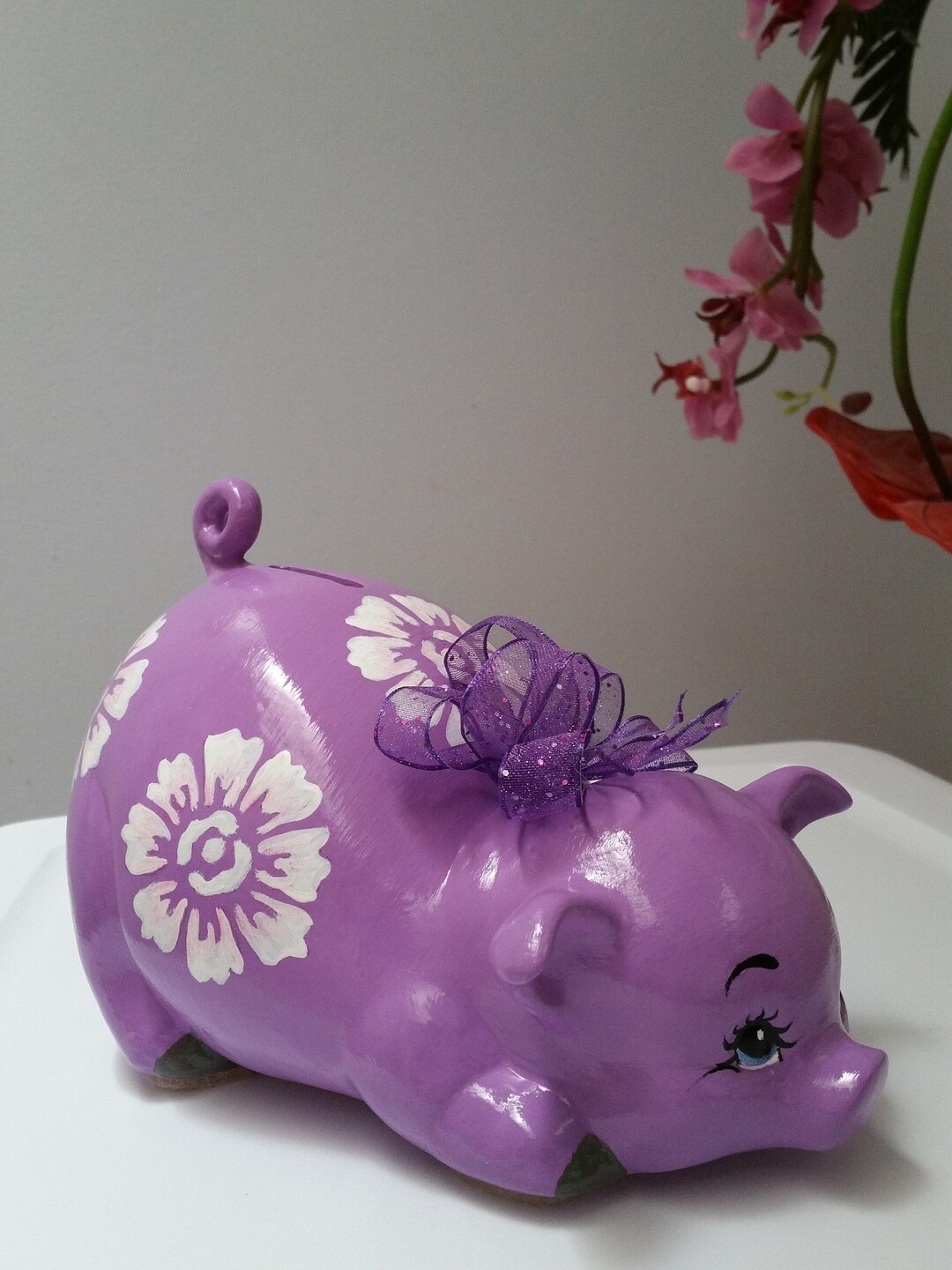 Personalized Piggy Bank/purple Piggy Bank/girls Piggy Bank/ceramics ...