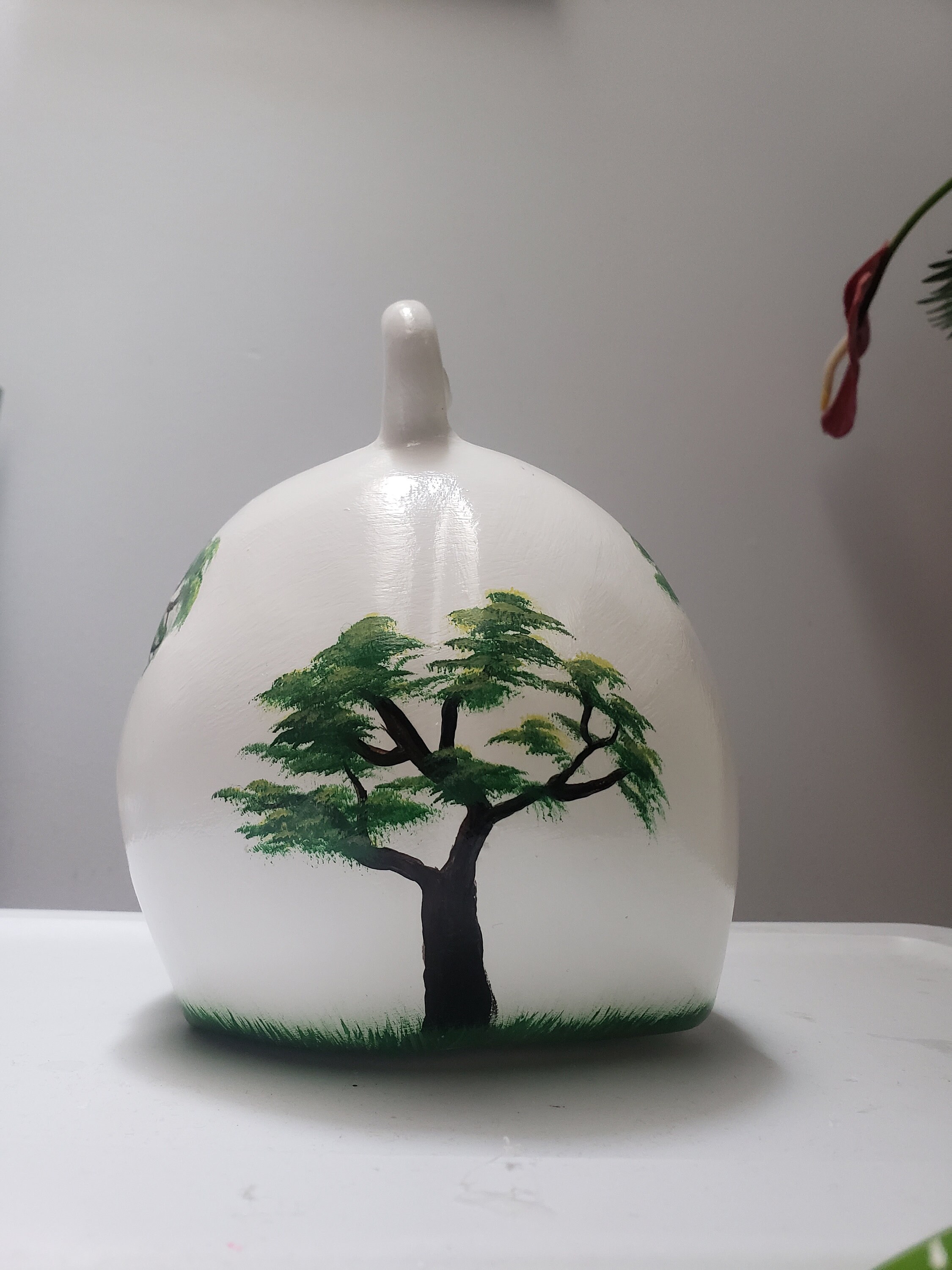 Large White Piggy Bank With Trees Theme - Etsy