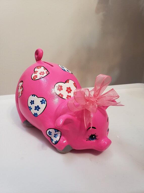 Piggy Bank personalized Piggy Bank girls Piggy Bank purple Piggy Bank floral Piggy Bank Etsy Ireland