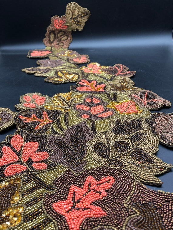 Fall Foliage Autumn Kim Seybert Beaded Table Runner Table | Etsy