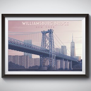 Williamsburg Bridge Poster, New York City Travel Poster, NYC USA ...