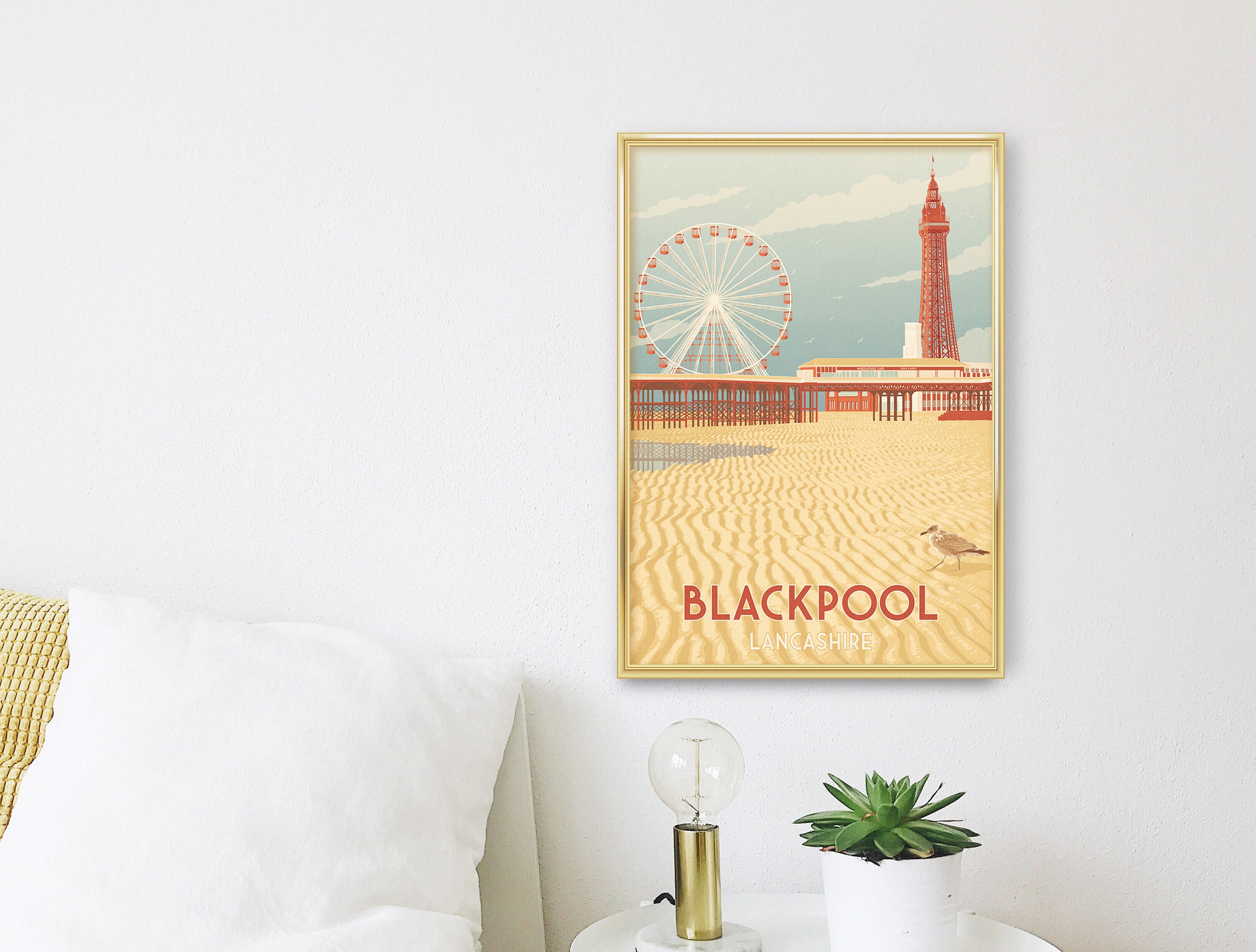 Blackpool Travel Poster Blackpool Tower Print Seaside Wall - Etsy