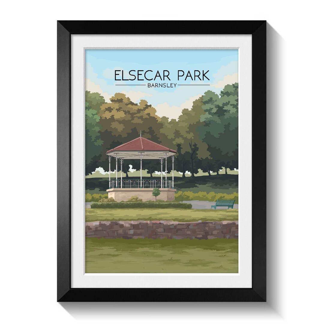 Elsecar Park Poster, Barnsley Travel Print, Elsecar Park Bandstand ...