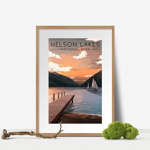Nelson Lakes National Park Poster, New Zealand Travel Print, South ...